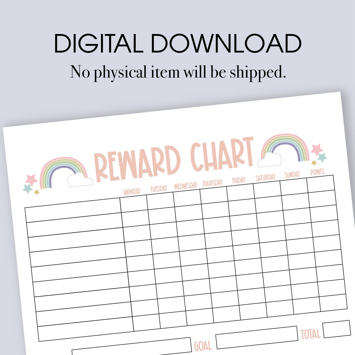 Reward Chart Editable Goal Chart Reward Chart for Girls | Etsy