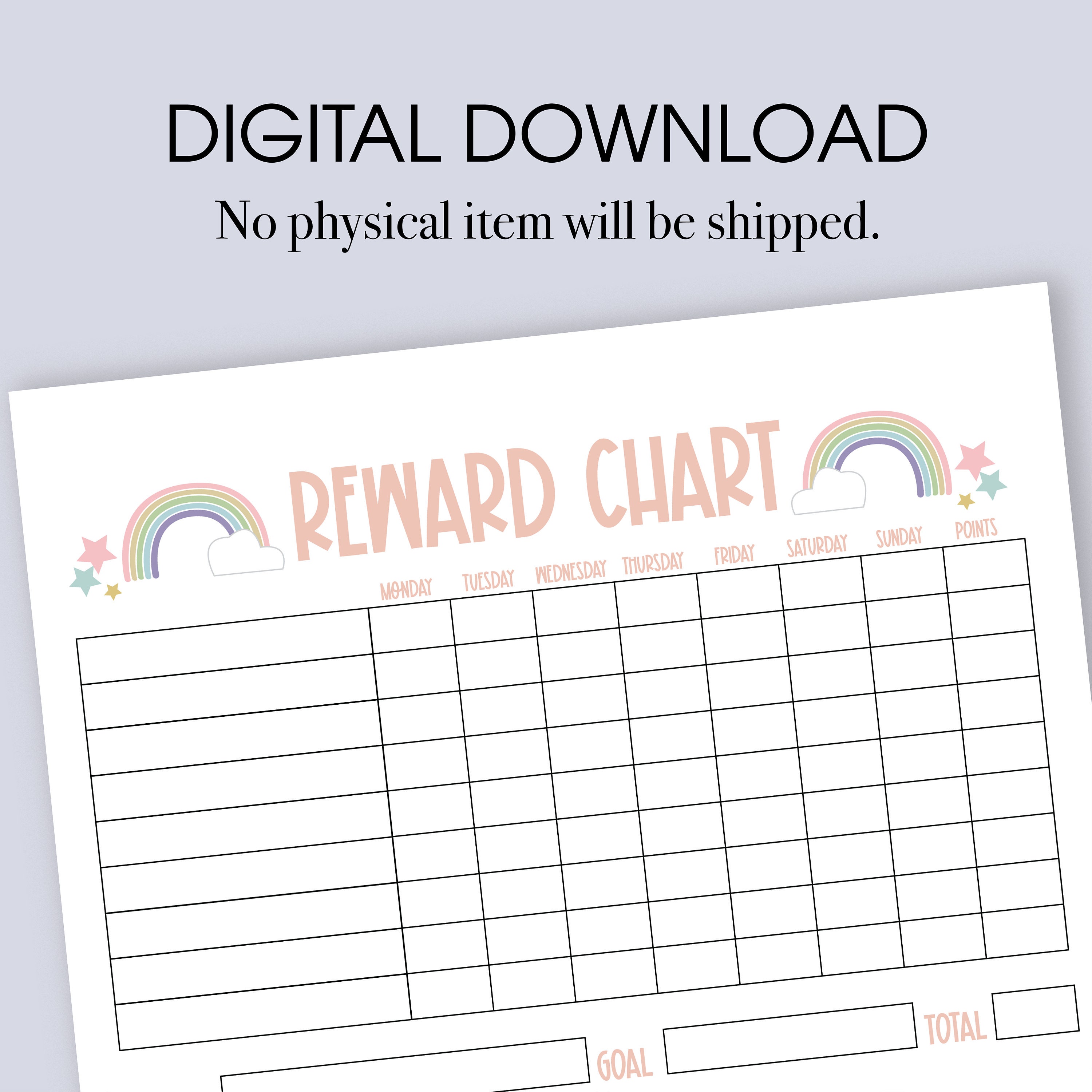 Reward Chart Editable Goal Chart Reward Chart for Girls | Etsy