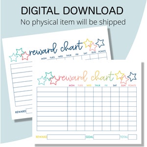 Reward Chart, Editable Goal Chart, Reward Chart for Girls, Pastel ...