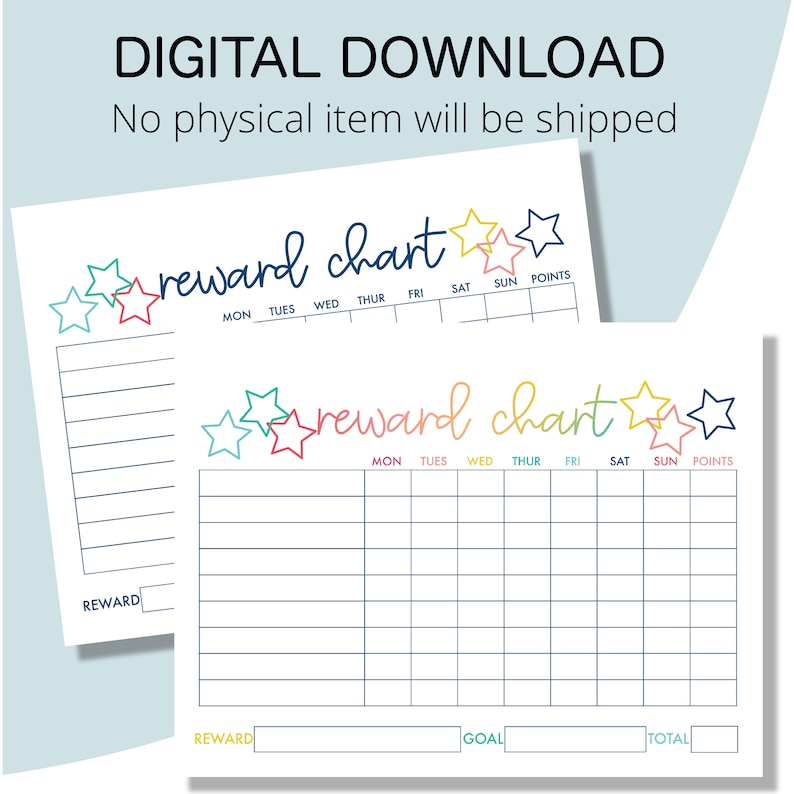 Reward Chart, Editable Goal Chart, Reward Chart for Girls, Pastel ...