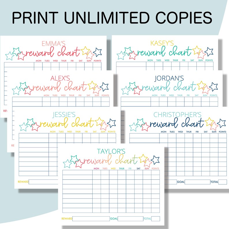 Reward Chart, Editable Goal Chart, Reward Chart for Girls, Pastel ...