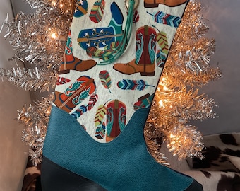 Personalized With Name Cowboy Boot Christmas Stocking 18 - Etsy