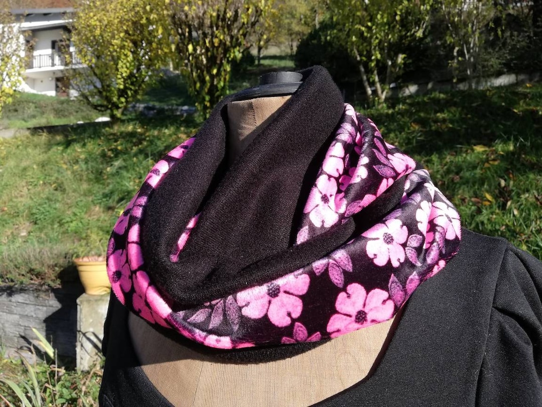 Snood Designer Collar Scarf Woman Two Materials Two Colors - Etsy