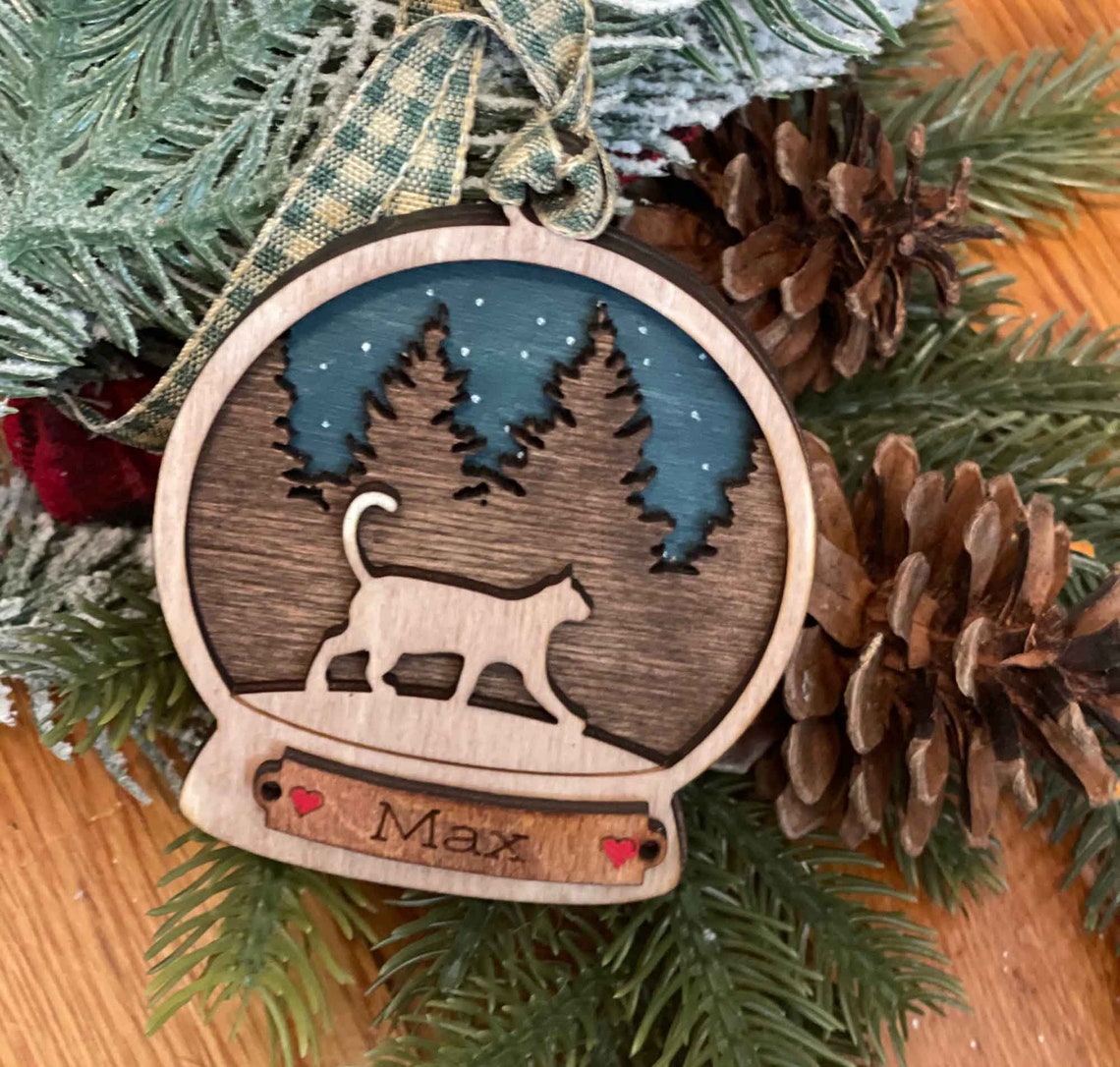 Cat Snowglobe Ornament Glowforge Ready Svg File NO PHYSICAL Product 8 ...