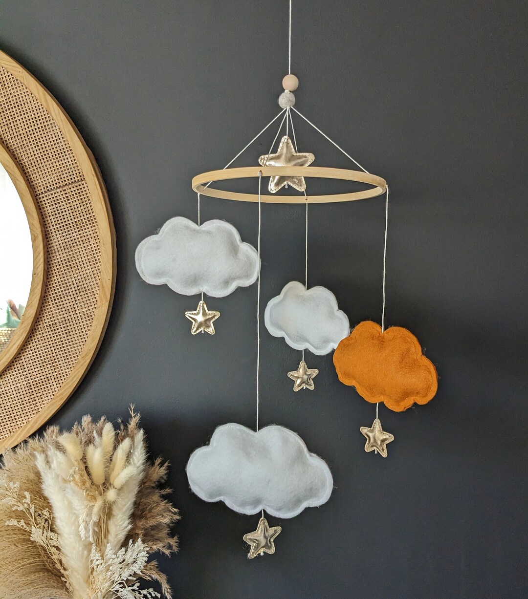 Baby Mobile, Baby Mobile With Cloud, Terracotta Baby Mobile, Boho Baby ...