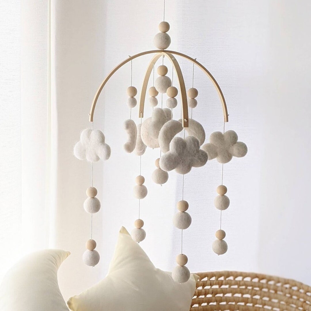 Baby Mobile, Cloud Mobile, Moon Mobile, Cloud and Moon Mobile, White ...