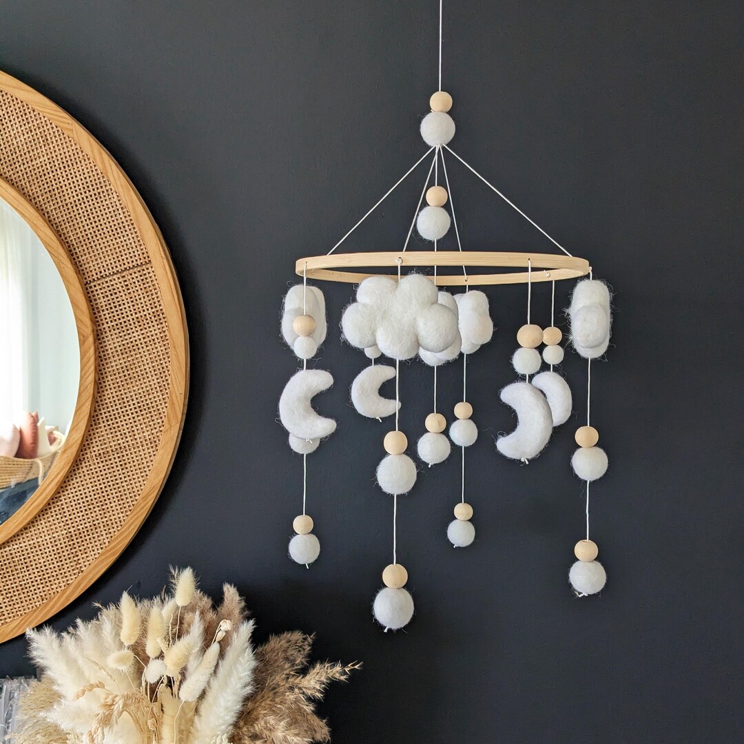 Baby Mobile, Cloud Mobile, Moon Mobile, Cloud and Moon Mobile, White ...