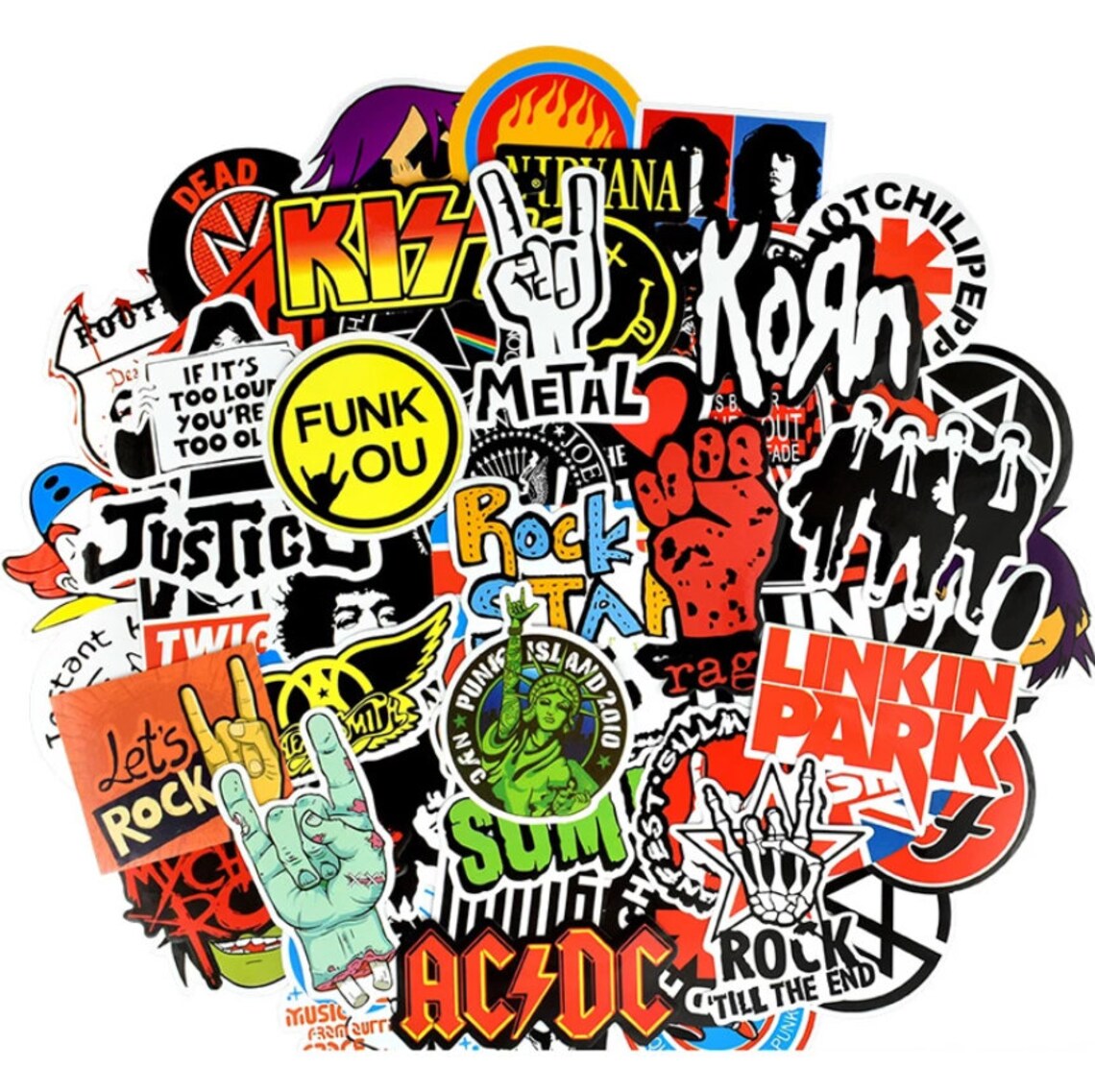100 PCS Pack Punk Rock Band Music Stickers Waterproof Set For | Etsy
