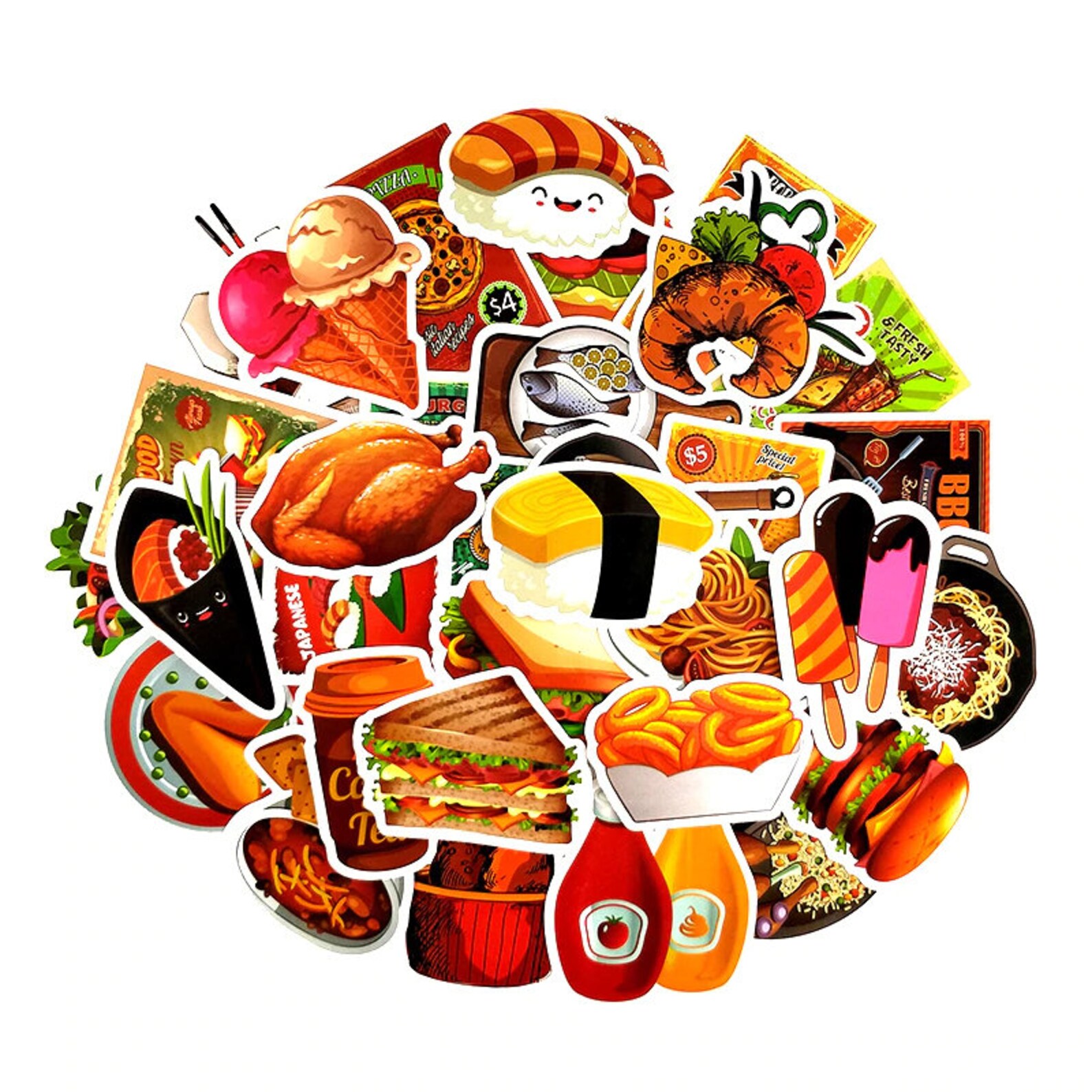 50 Pcs Food Stickers Cooking Baking Sticker Waterproof Pack | Etsy