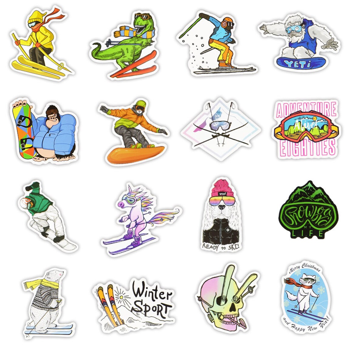 Winter Stickers Skiing Snow Mountain Snowboarding Sport Cute | Etsy