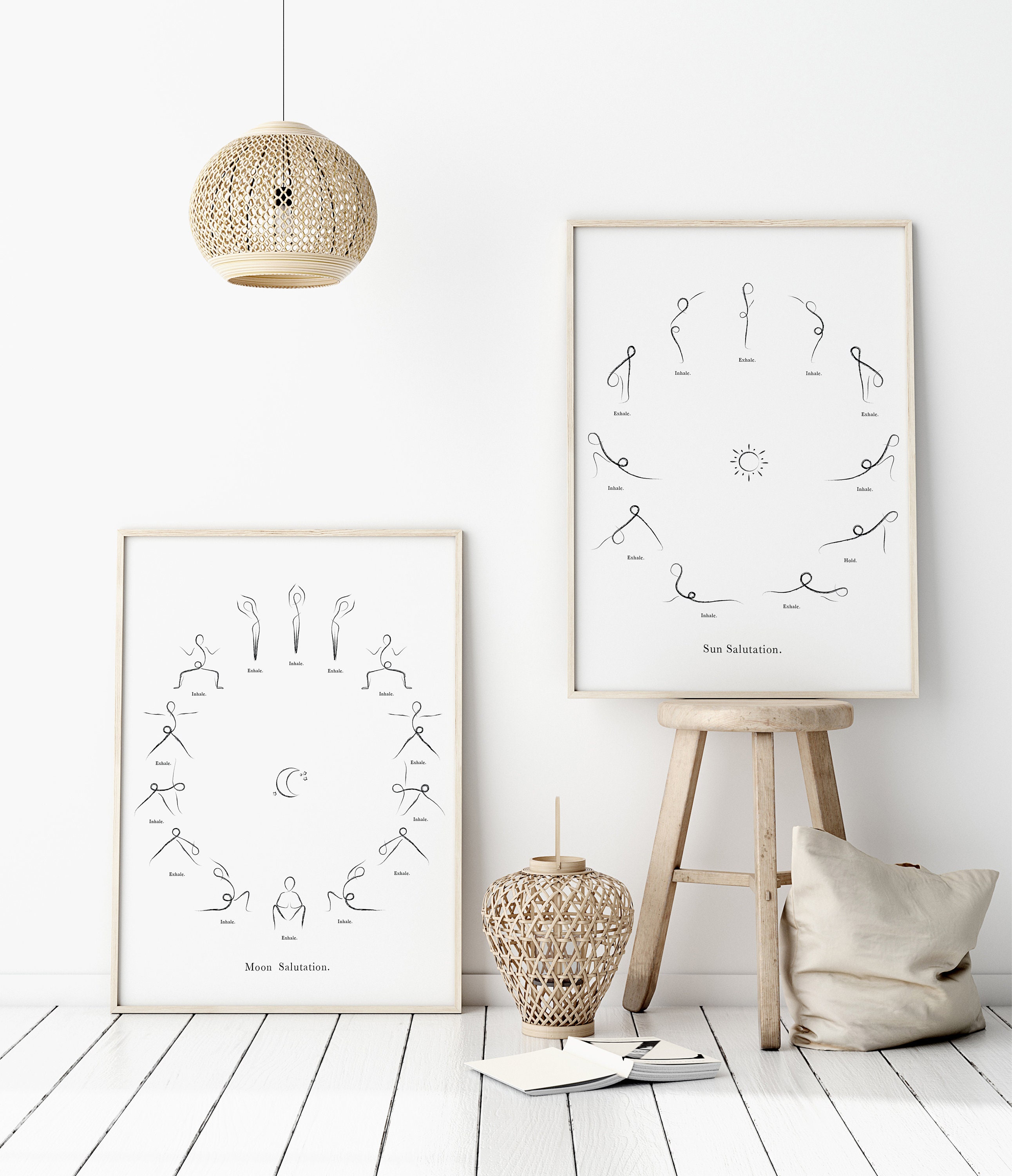 Yoga Poses Poster Sun Salutation Poster Moon Salutation - Etsy UK