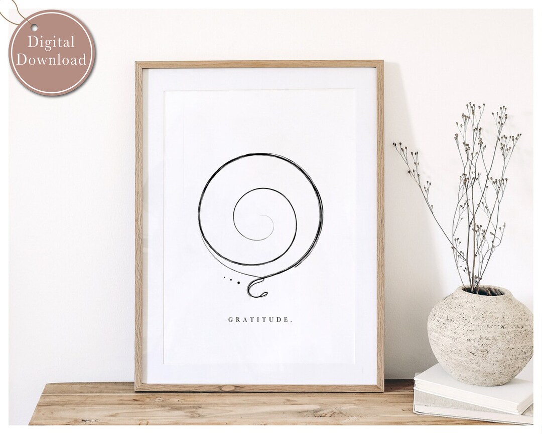 Gratitude Symbol Line Art Digital Download, Mindful Art Print, Healing ...