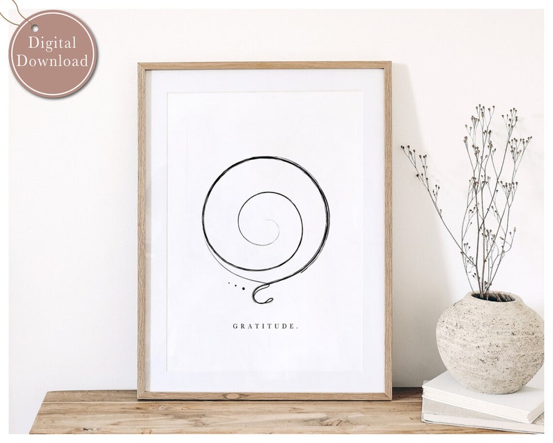 Símbolo de gratitud Línea Arte Descarga digital, Impresión de arte ...