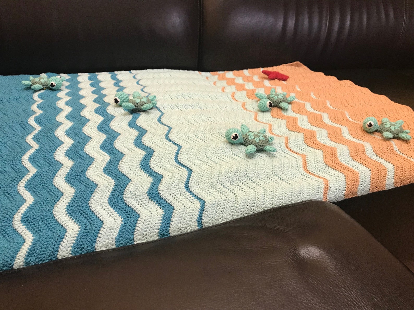 Sea Turtle Blanket Crochet Pattern (blanket, Turtle and Starfish ...
