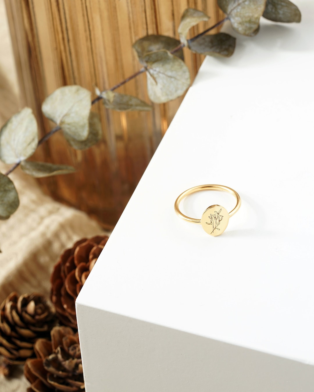 MISTLETOE Flower Ring XMAS Gift for Her Custom Dainty Ring Everyday ...