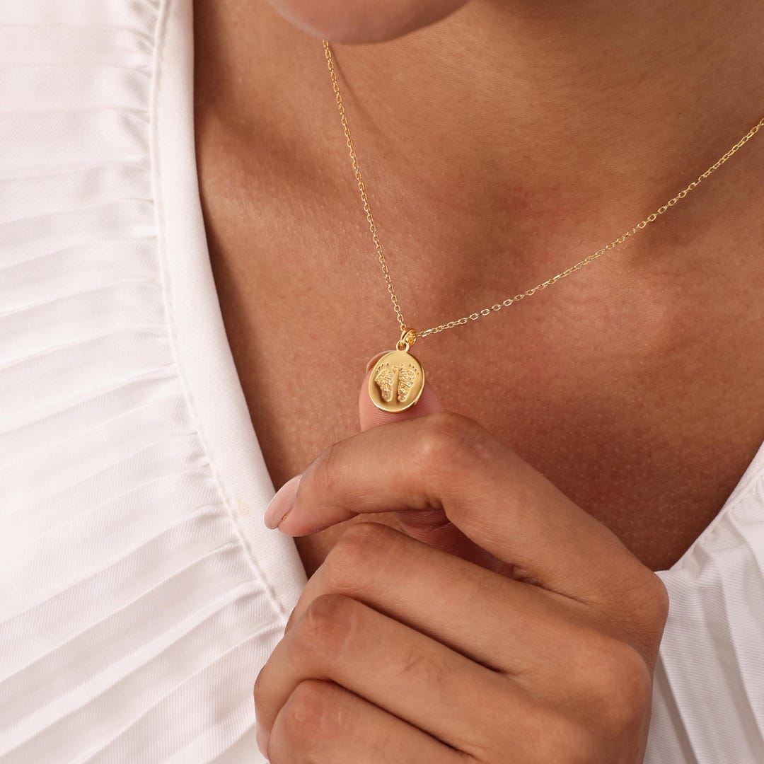 Actual Baby Footprint- Handprint Oval Necklace by TSK Silver | Baby ...
