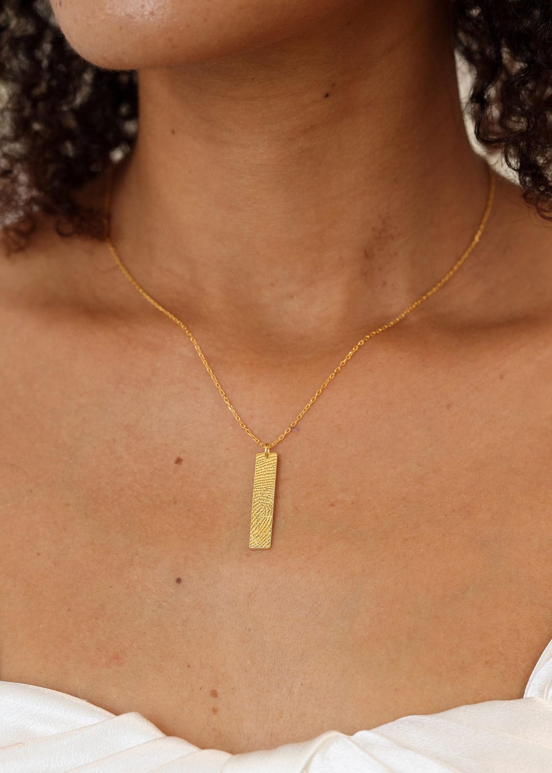 Vertical Bar Fingerprint/ Thumbprint Necklace | Signature/ Handwriting ...