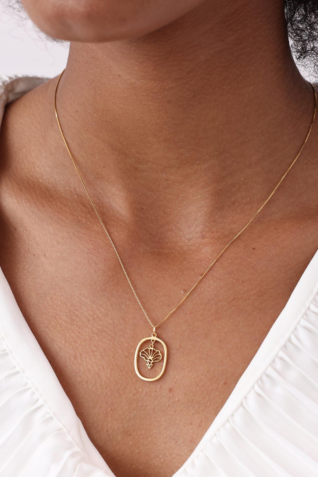 Custom Birth Flower Necklace by TSK SILVER | Oval Charm Necklace ...
