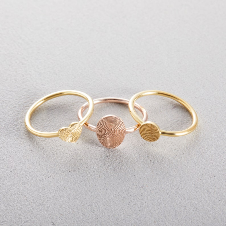 Memorial Thumbprint Ring Personalized Fingerprint Jewelry - Etsy