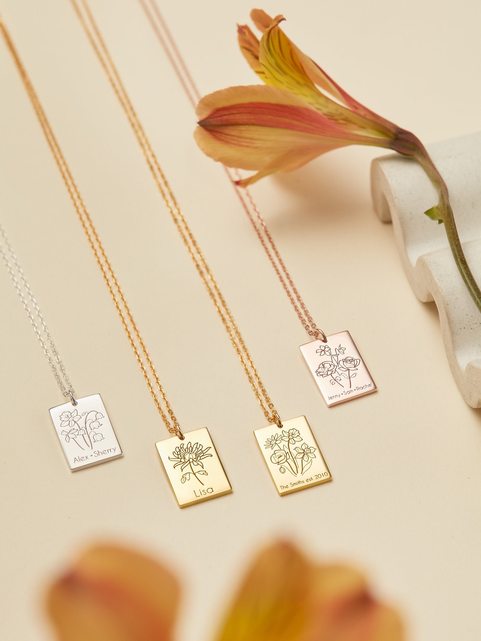 Multiple Birth Flower Necklace Family Floral Necklace Family - Etsy