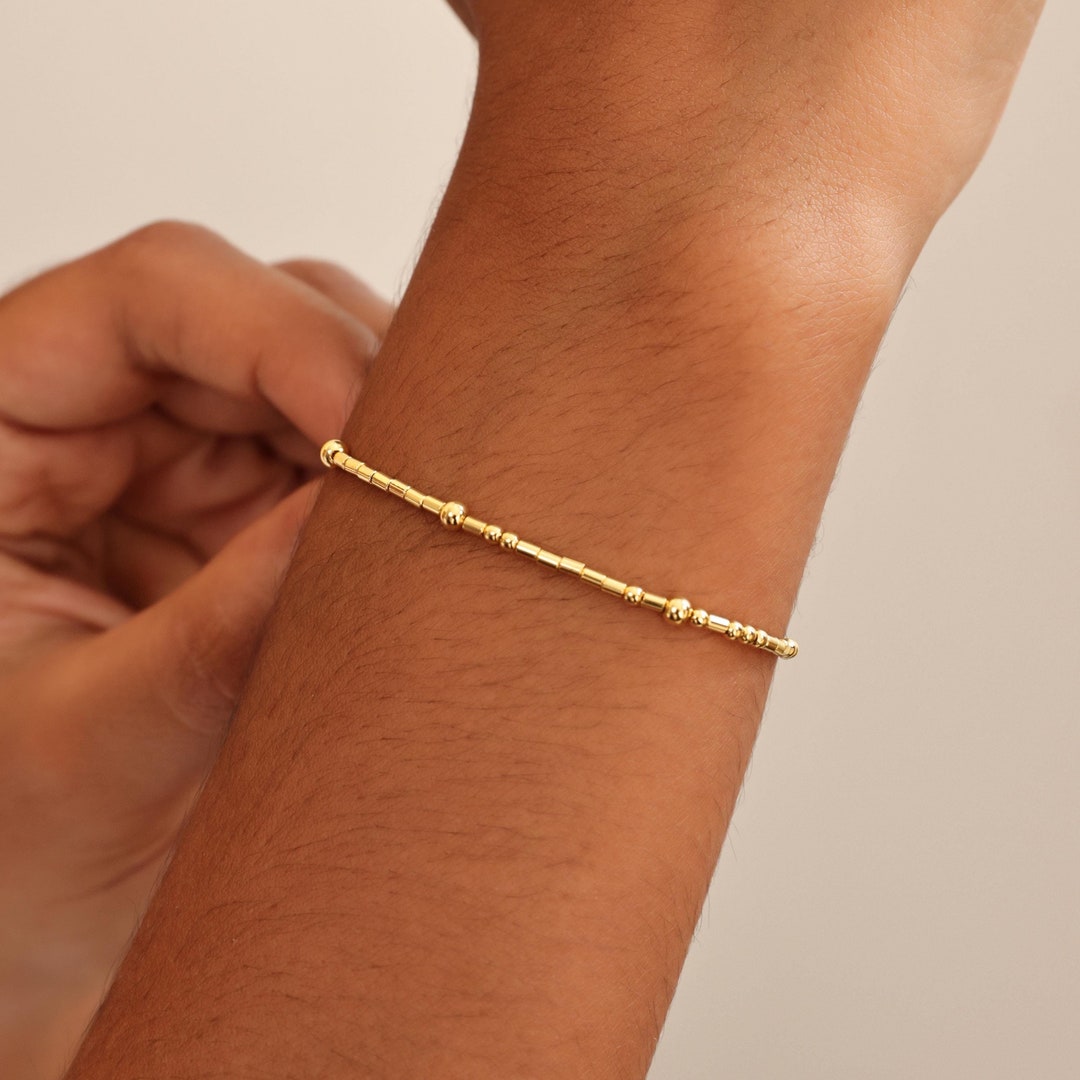 Morse Code Bracelet With Spacer Bead | Personalized Hidden Message ...