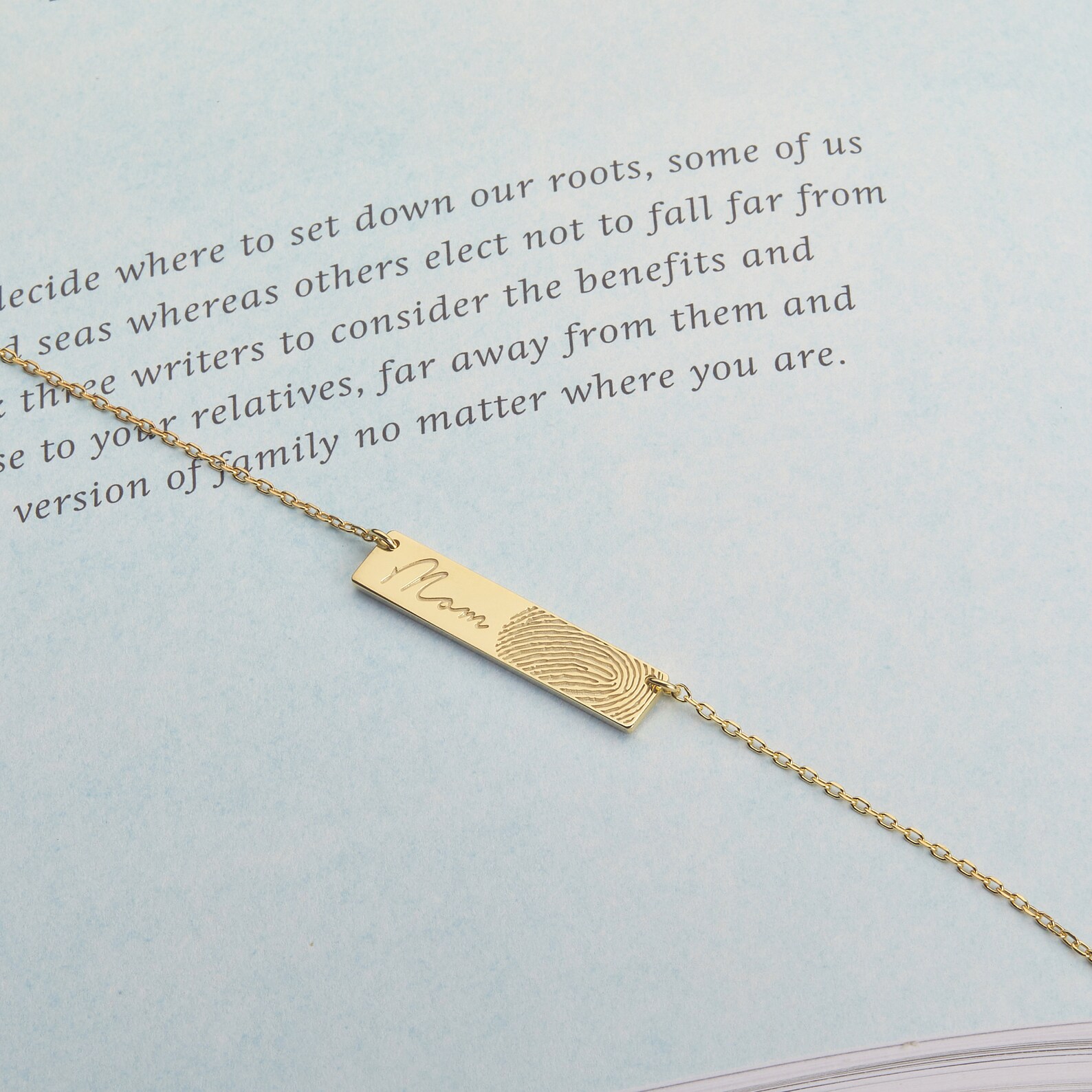 Horizontal Bar Fingerprint Necklace Thumbprint Necklace - Etsy