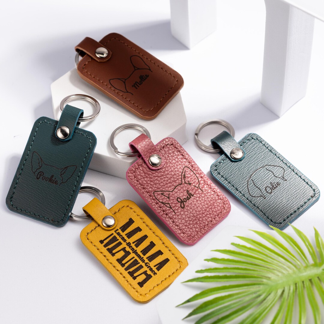 Personalized Leather Keychain by TSK Silver | Gift for Pet Lovers ...