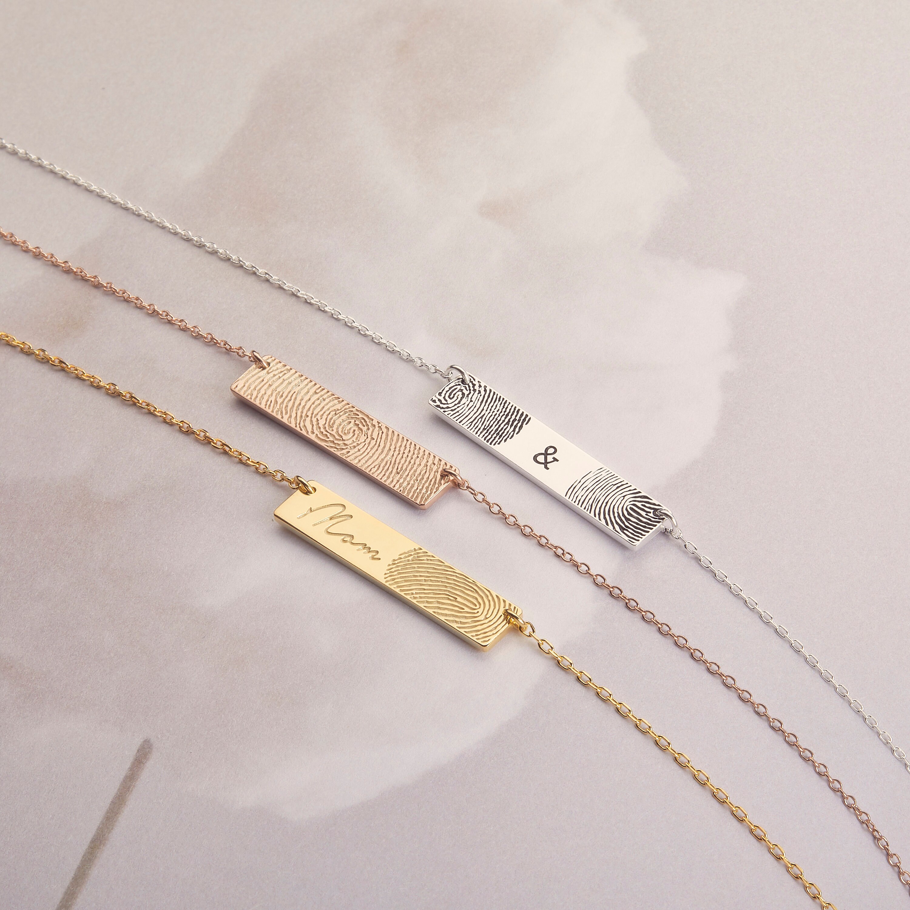 Horizontal Bar Fingerprint Necklace Thumbprint Necklace - Etsy