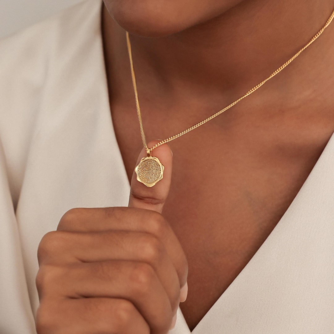 Petite Charm Fingerprint Necklace by TSK Silver | Octagon Necklace | Actual Fingerprint Jewelry ...