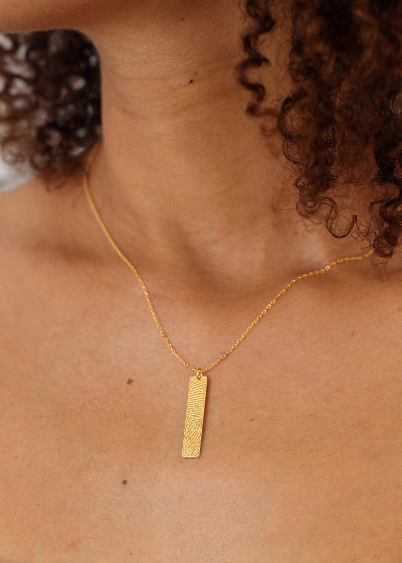 Vertical Bar Fingerprint/ Thumbprint Necklace | Signature/ Handwriting ...