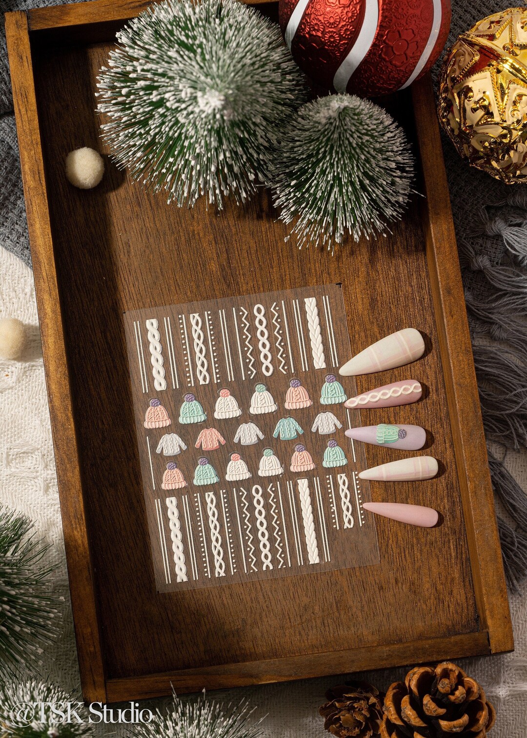 3D Embossed Cable Knit Sweater Nail Sticker Knit Sweater Nail Art ...