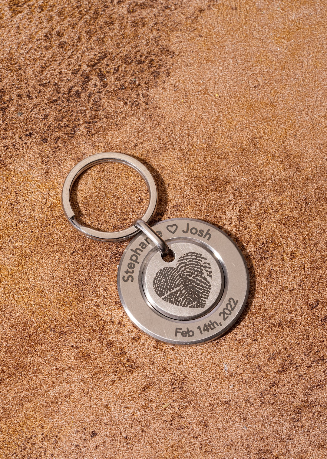 Personalized Round Keychain | Custom Fingerprint Keychains | Memorial ...