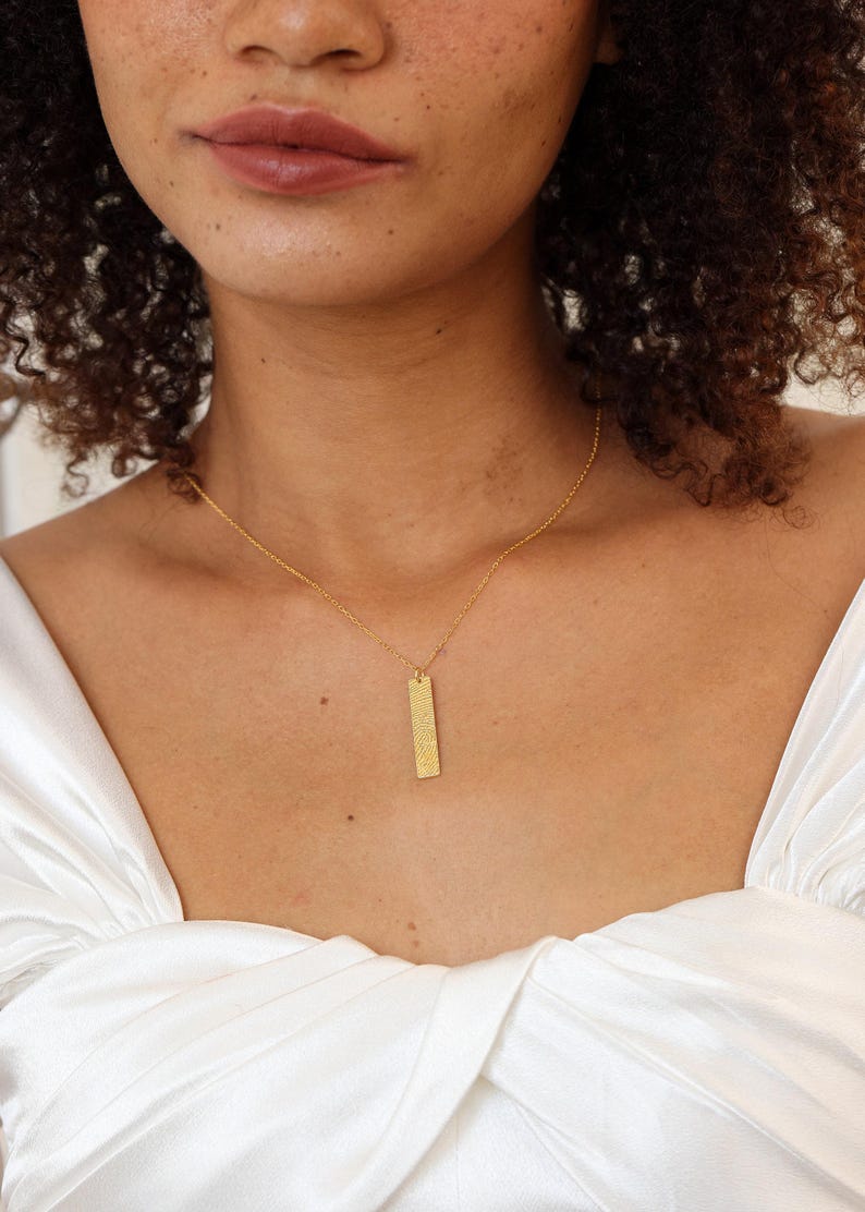 Vertical Bar Fingerprint/ Thumbprint Necklace | Signature/ Handwriting ...