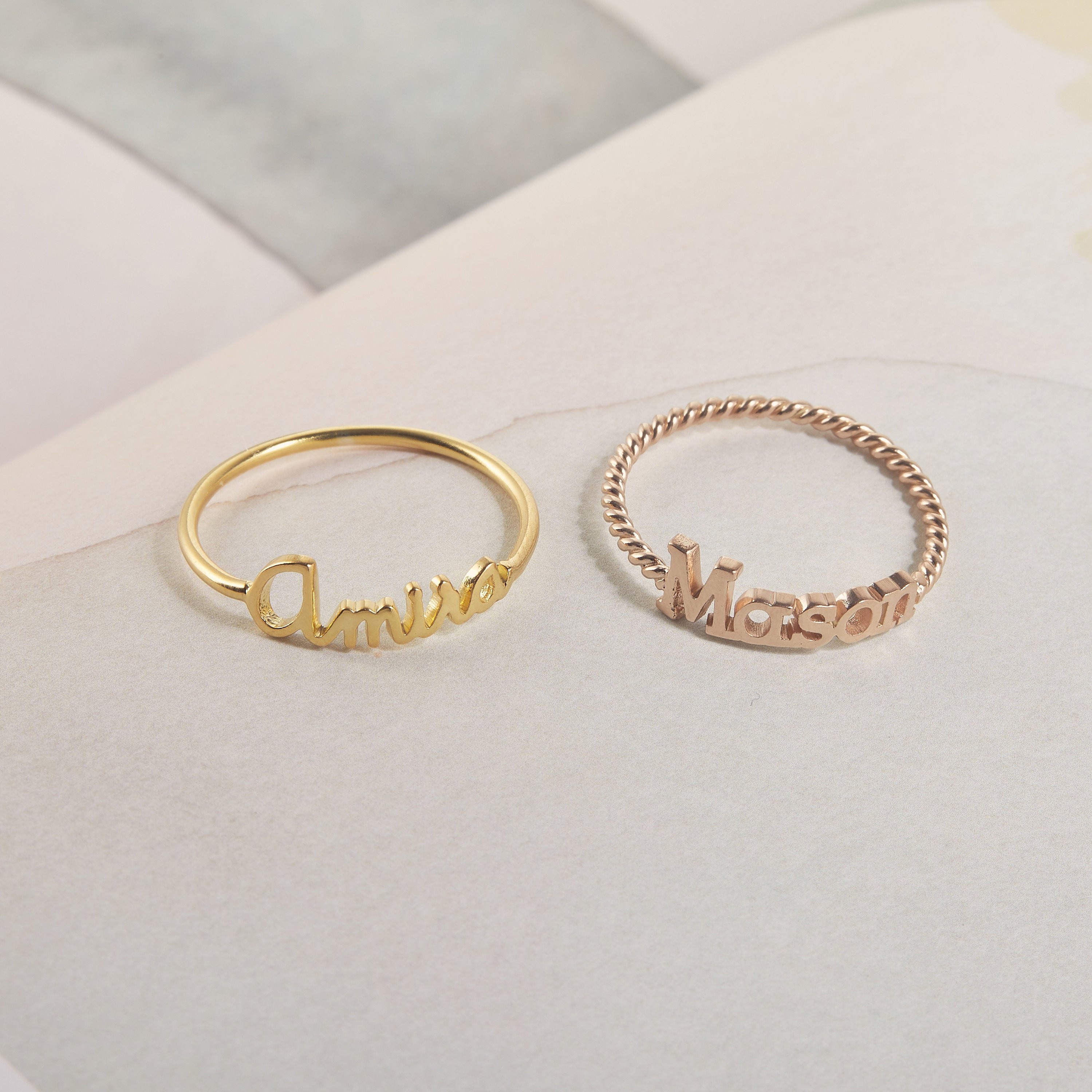 Personalized Children Name Ring Family Name Ring Dainty - Etsy