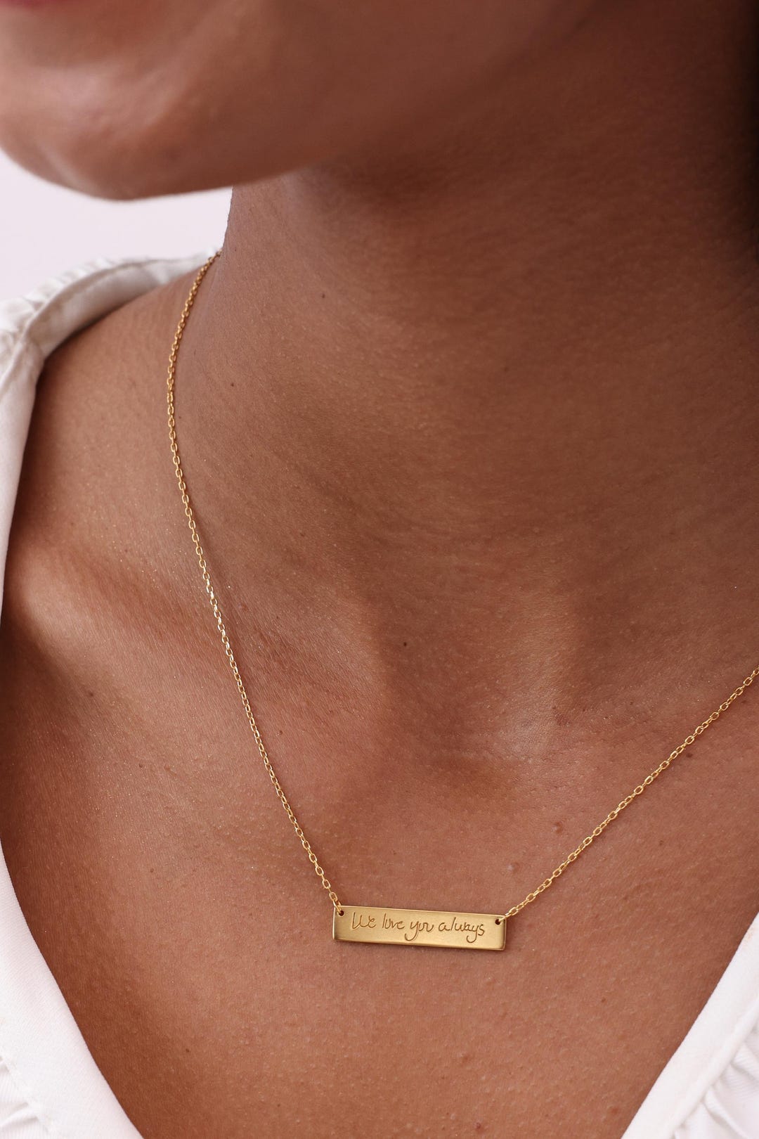 Horizontal Bar Fingerprint/ Thumbprint Necklace | Handwriting Memorial ...
