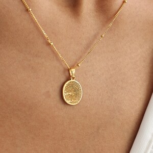Actual Fingerprint Oval Necklace by TSK Silver | Thumbprint Memorial ...