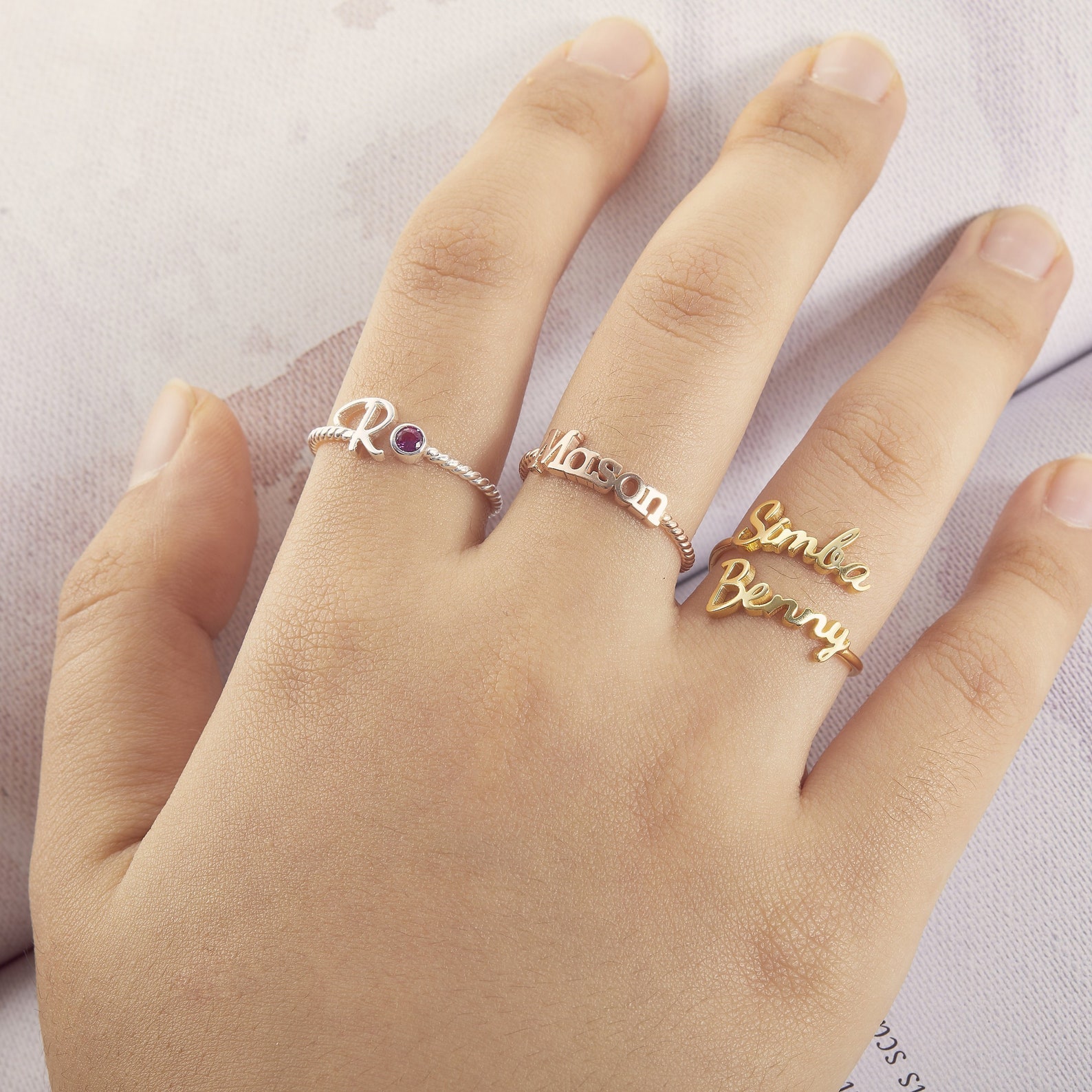 Personalized Children Name Ring Family Name Ring Dainty - Etsy