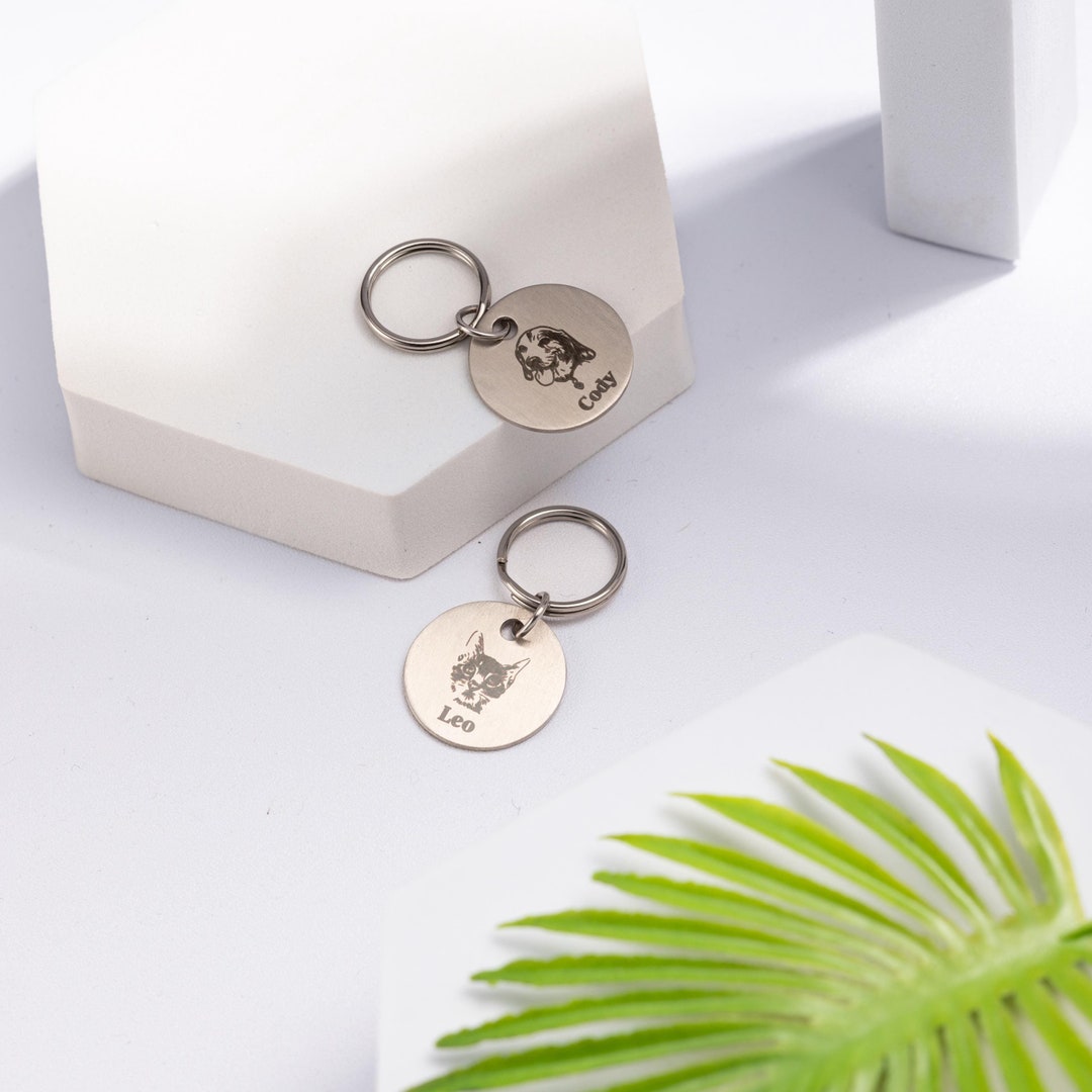 Personalized Portrait Engraved Keychain TSK Silver - Portrait From ...