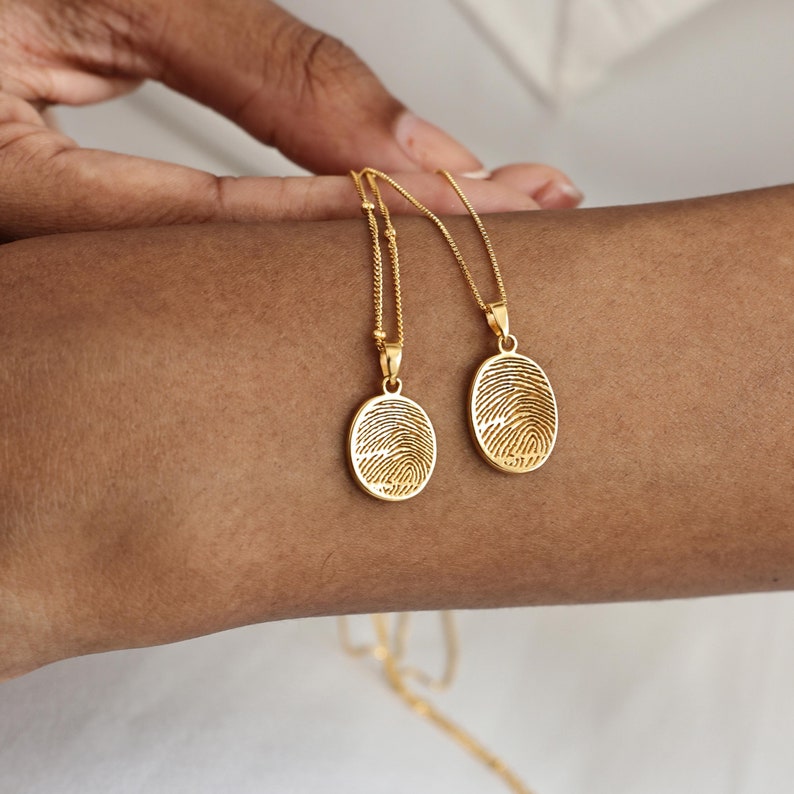 Actual Fingerprint Oval Necklace by TSK Silver | Thumbprint Memorial ...