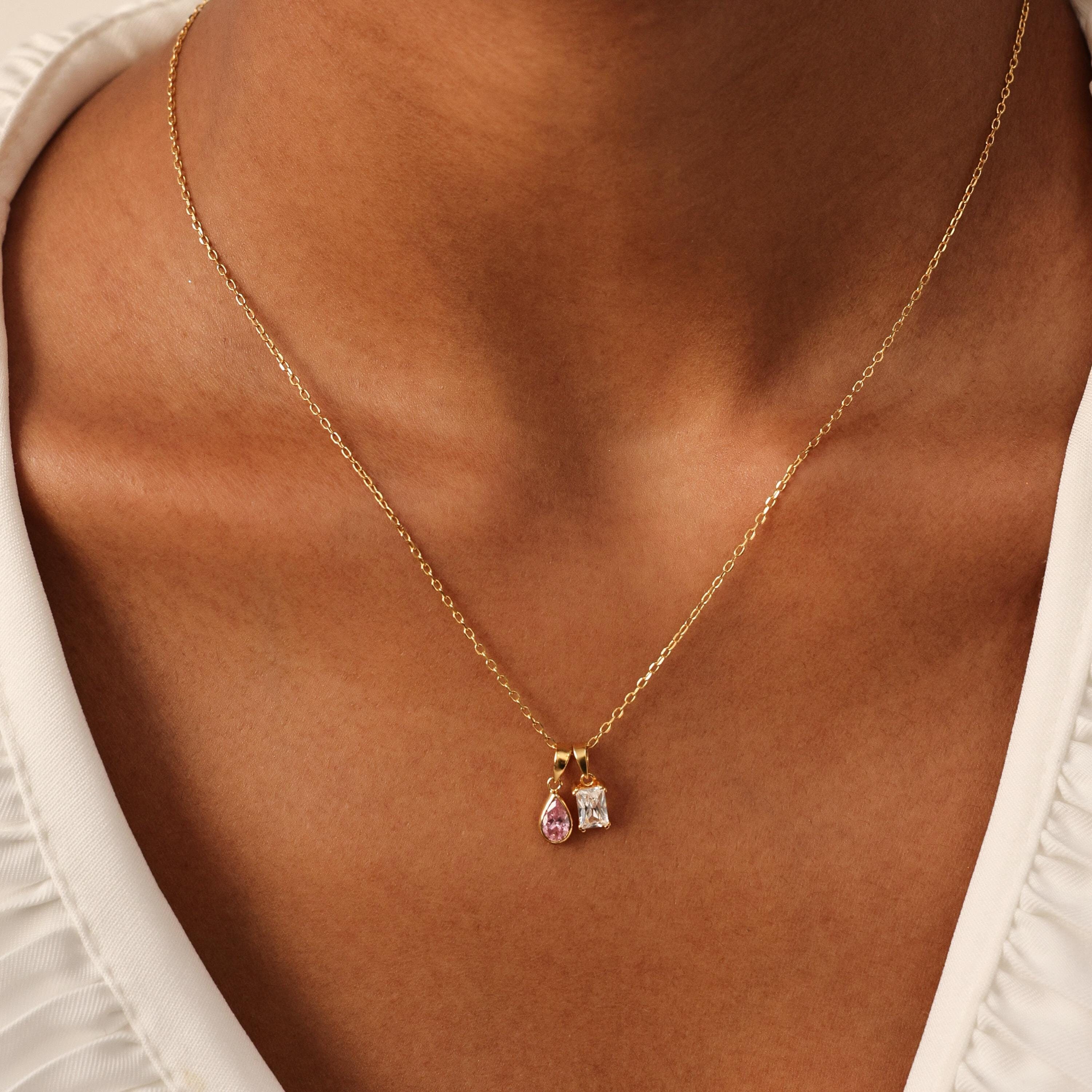 Mini Birthstone Necklace by TSK SILVER | Gemstone Jewelry | Minimalist ...