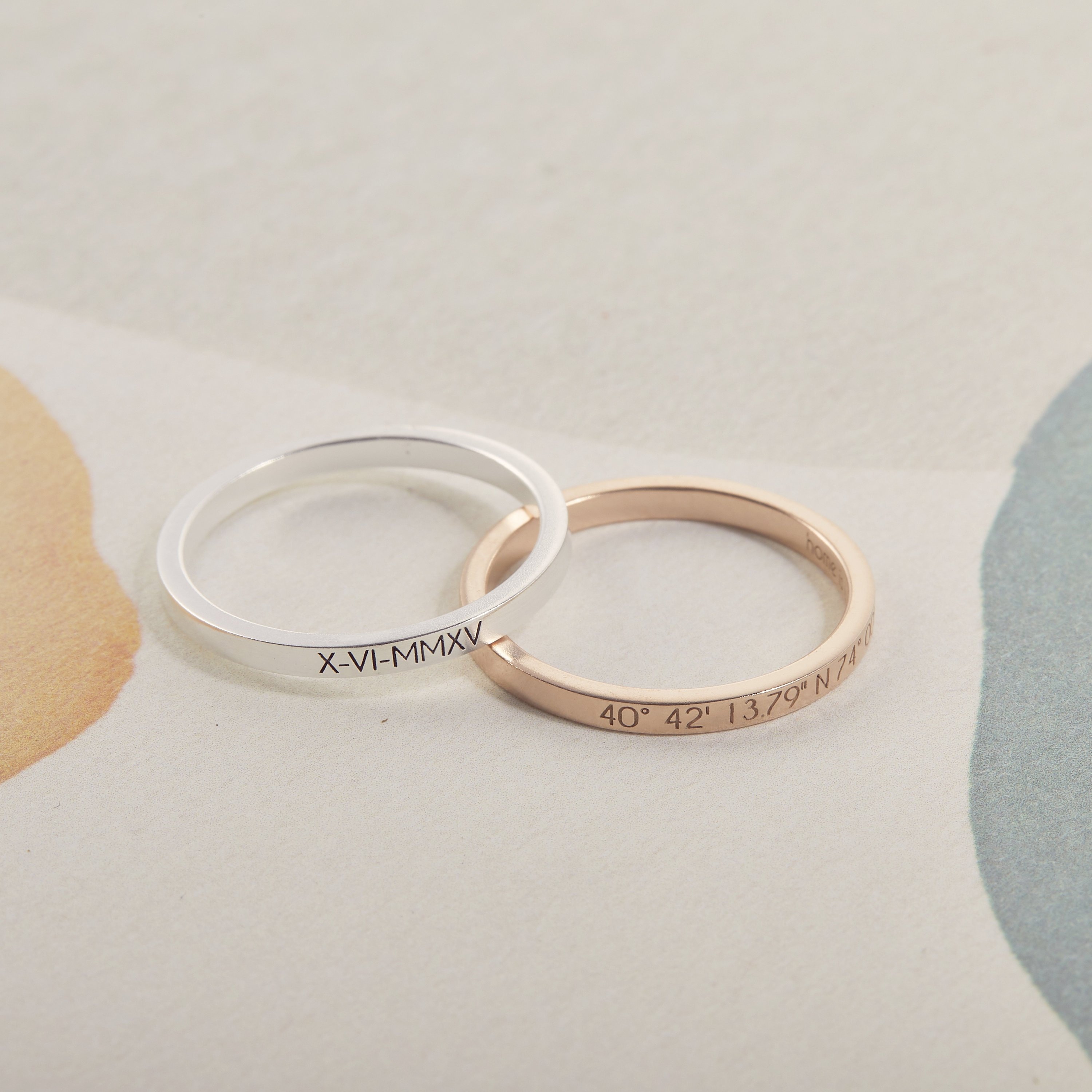Custom Coordinate Ring Engraved Dainty Ring Name Ring - Etsy