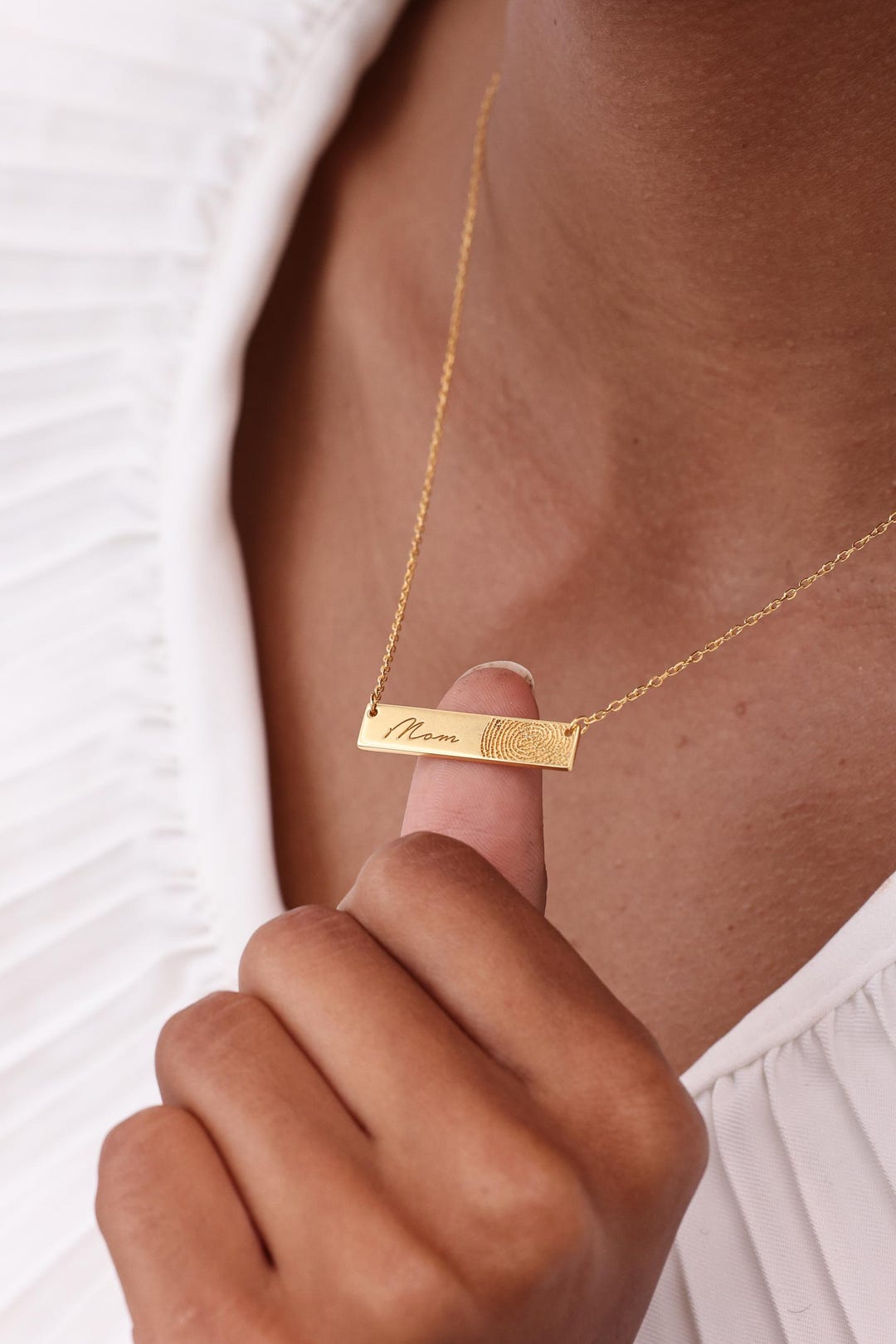 Horizontal Bar Fingerprint Necklace | Thumbprint/ Handwriting Necklaces ...