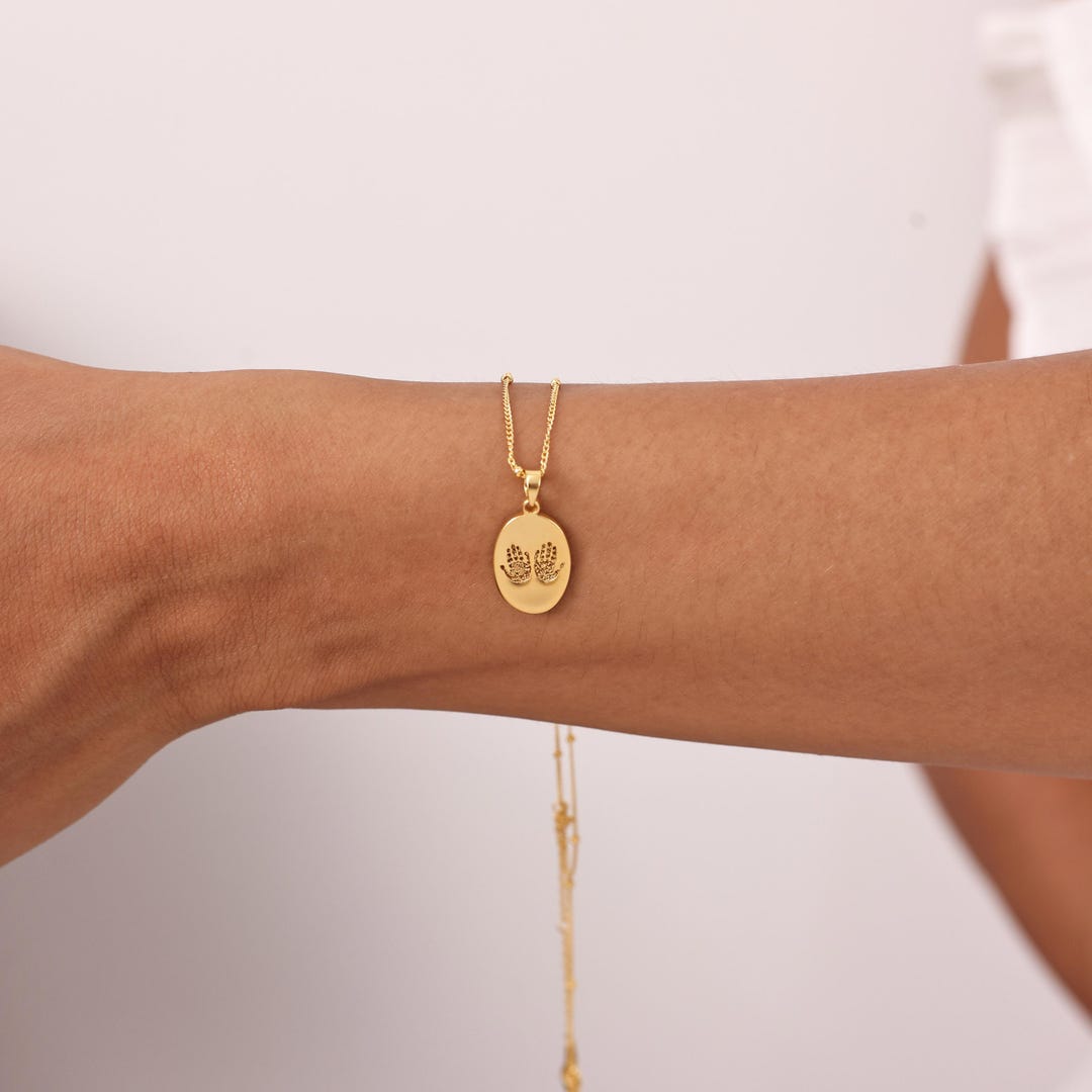 Actual Baby Footprint- Handprint Oval Necklace by TSK Silver | Baby ...