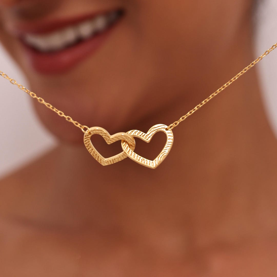 Custom Interlocking Fingerprint Heart Necklace by TSK Silver | Heart ...