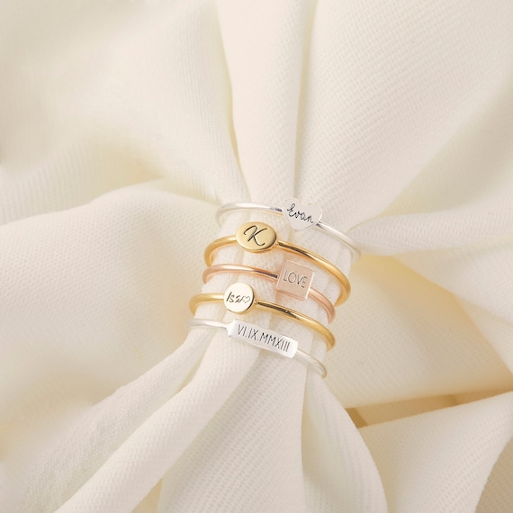 Family Ring Minimalist Ring Personalized Stacking Ring | Etsy