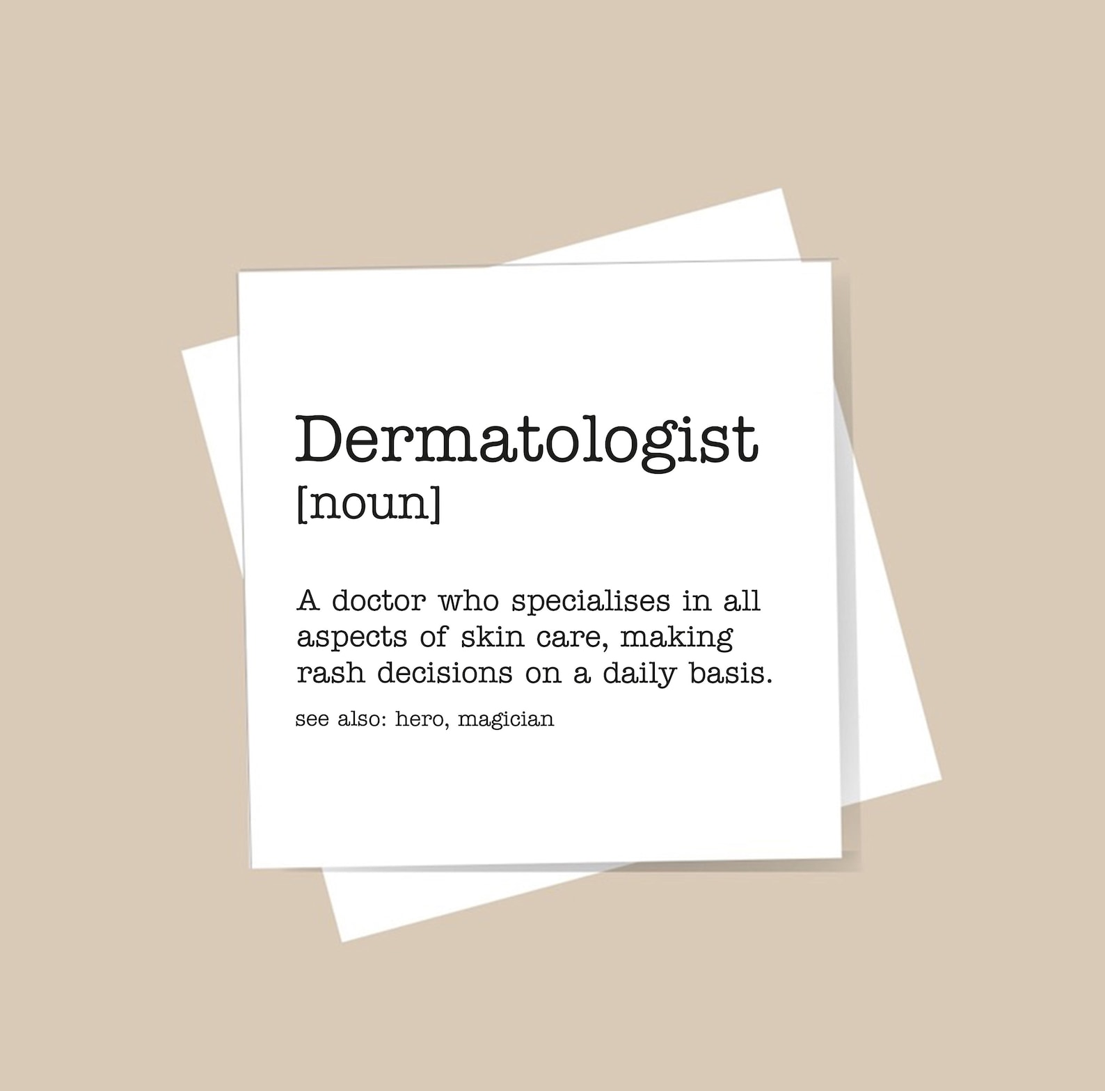 Dermatologist Definition Greeting Card 6 x 6 | Etsy