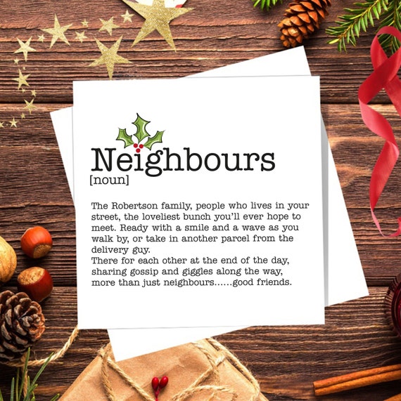 Personalised Neighbour/neighbours Definition Christmas Card - Etsy UK