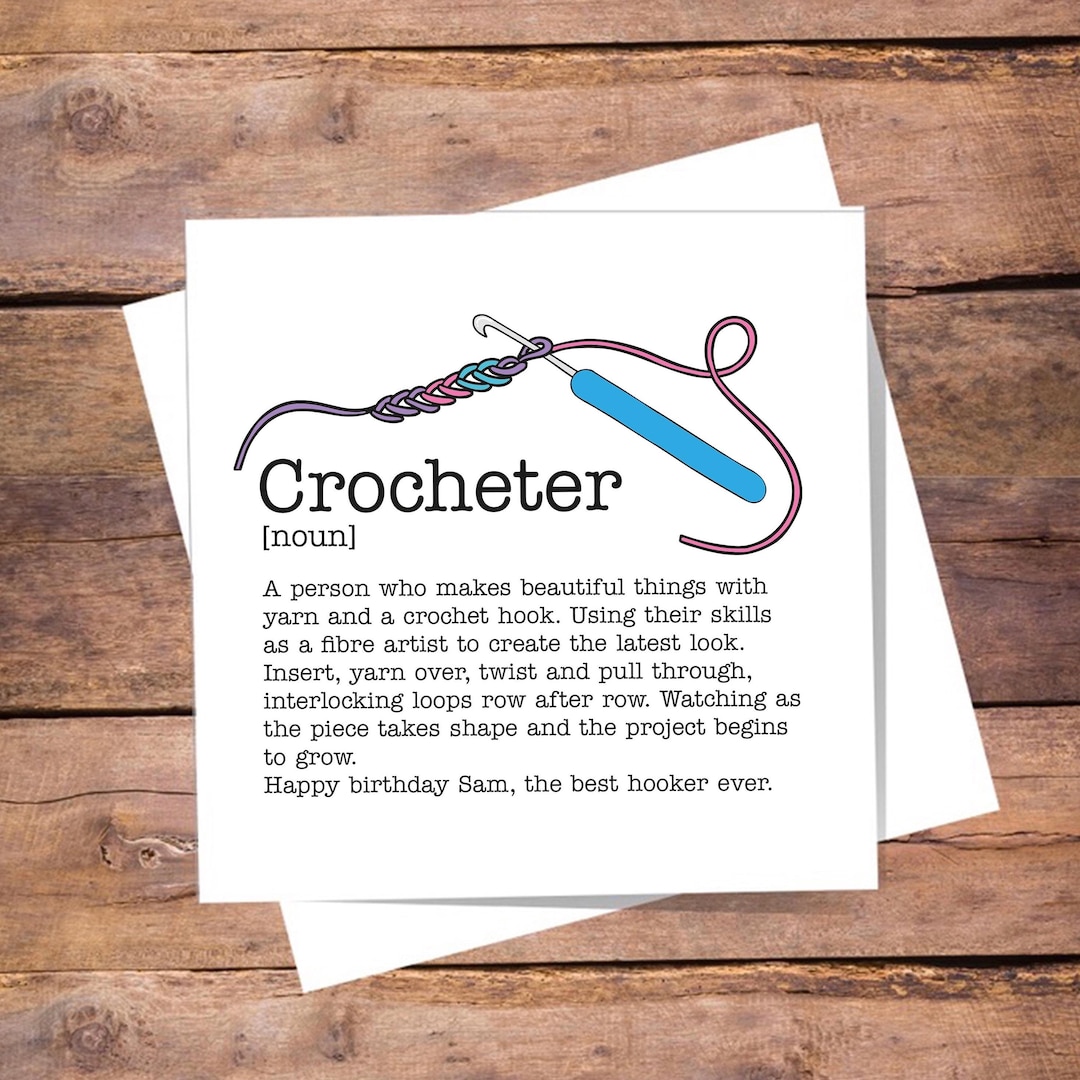 Personalised Crocheter Definition Card. Birthday, Thank You. Yarn ...