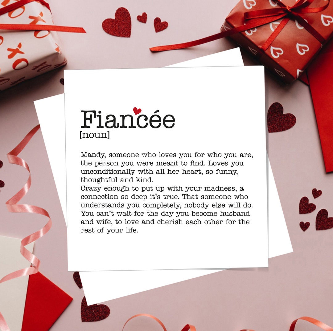 Personalised Fiancée Definition Valentine Anniversary Card - Etsy