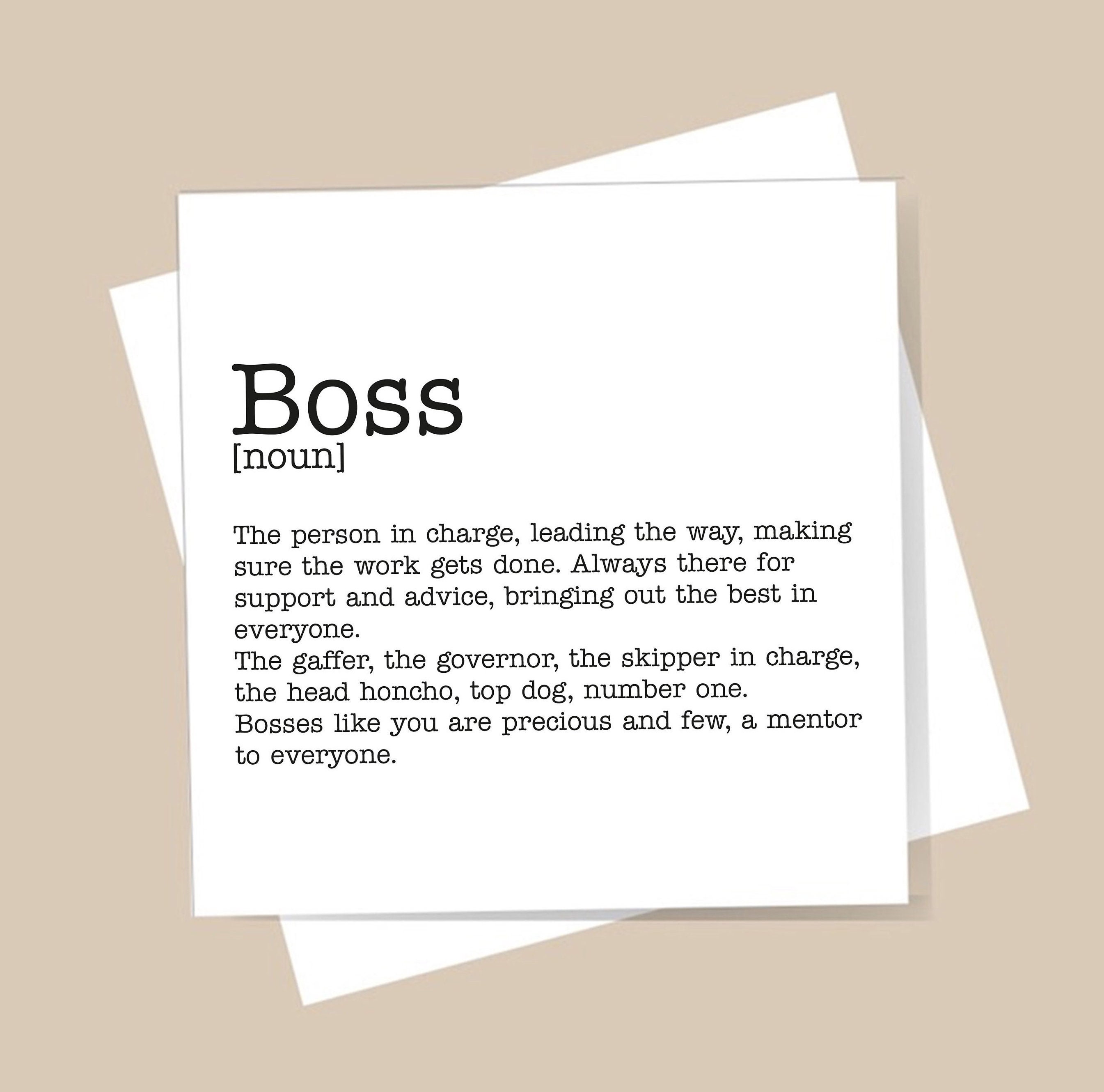 Personalised Boss Definition Card Work Colleague Card - Etsy UK